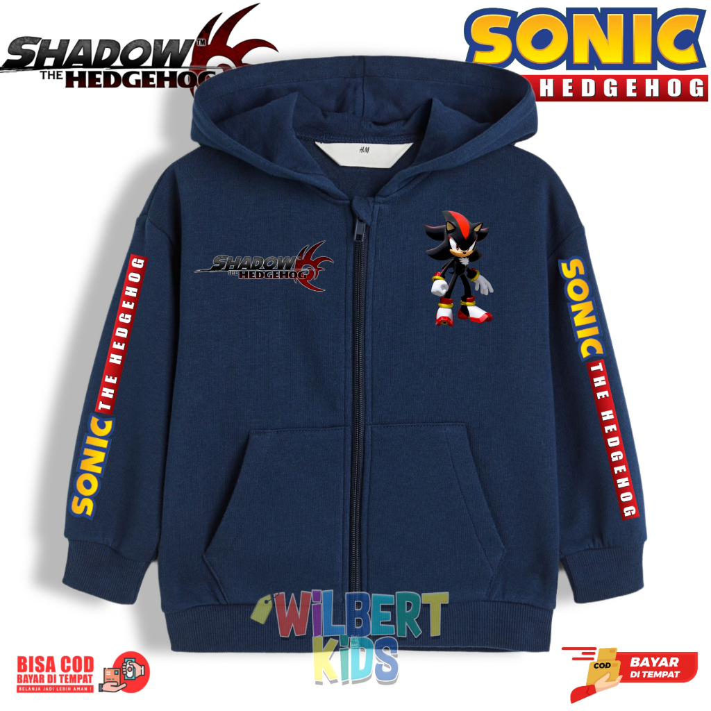 Jual Hoodie Zipper Anak Sonic The Hedgehog Shadow / Jaket Anak Shadow ...
