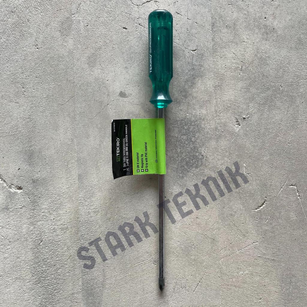 Jual TEKIRO OBENG GO THRU (+) PH2 X 200 MM (6) HANDLE HIJAU | Shopee ...