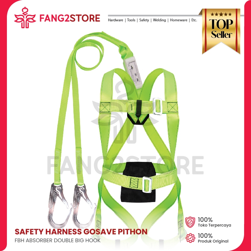Jual Safety Belt Full Body Harness Absorber Double Big Hook Pithon Gosave | Shopee Indonesia