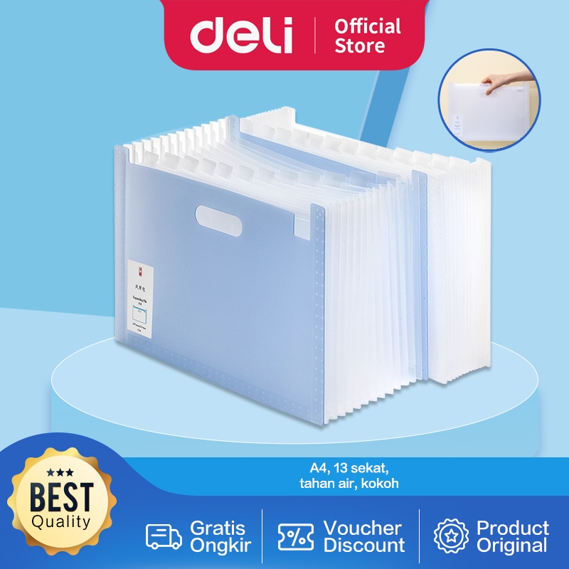 Jual Deli File Folder Serbaguna Document Bag Tas Dokumen File A4 Isi 13 ...