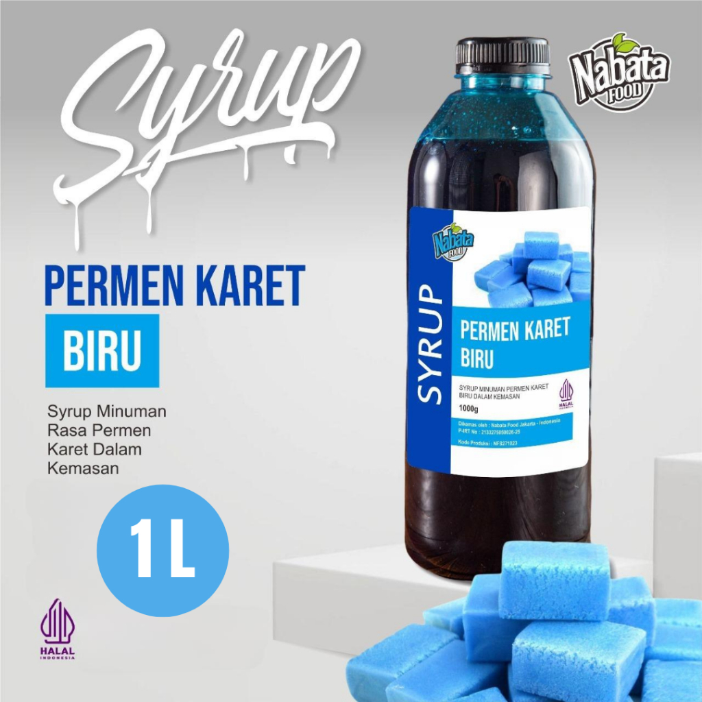 Jual Bubblegum Blue Syrup 1 L Nabata Food | Sirop Sirup Permen Karet ...