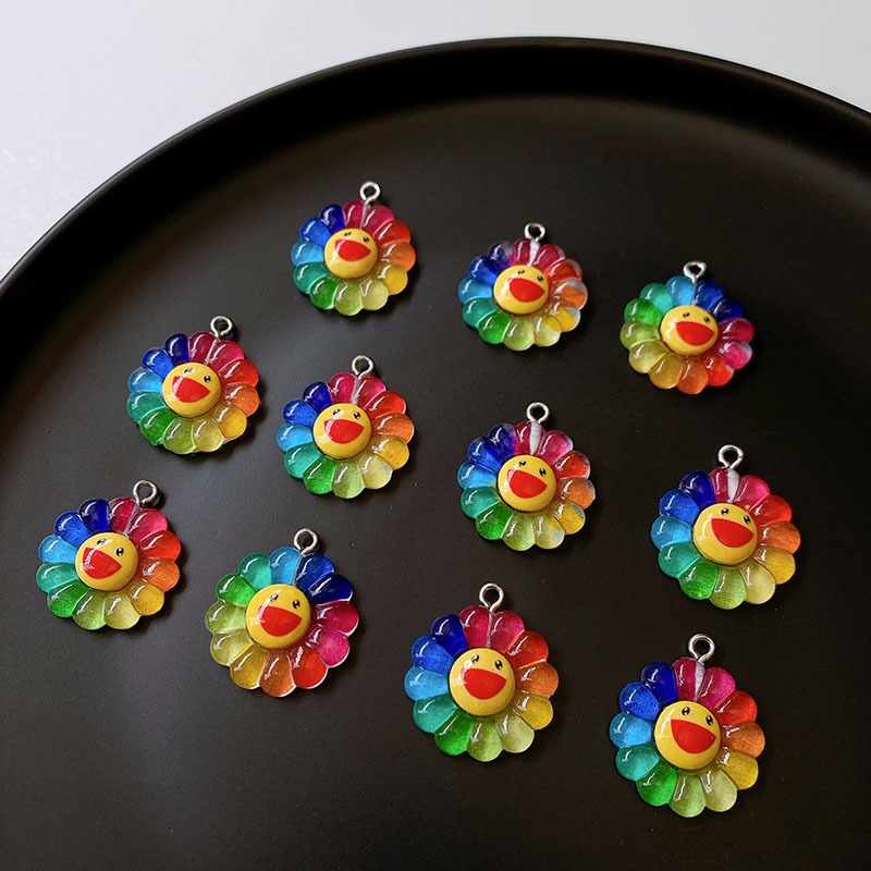 Jual 1 pcs Charm Liontin Resin - RAINBOW FLOWER SMILE | Shopee Indonesia