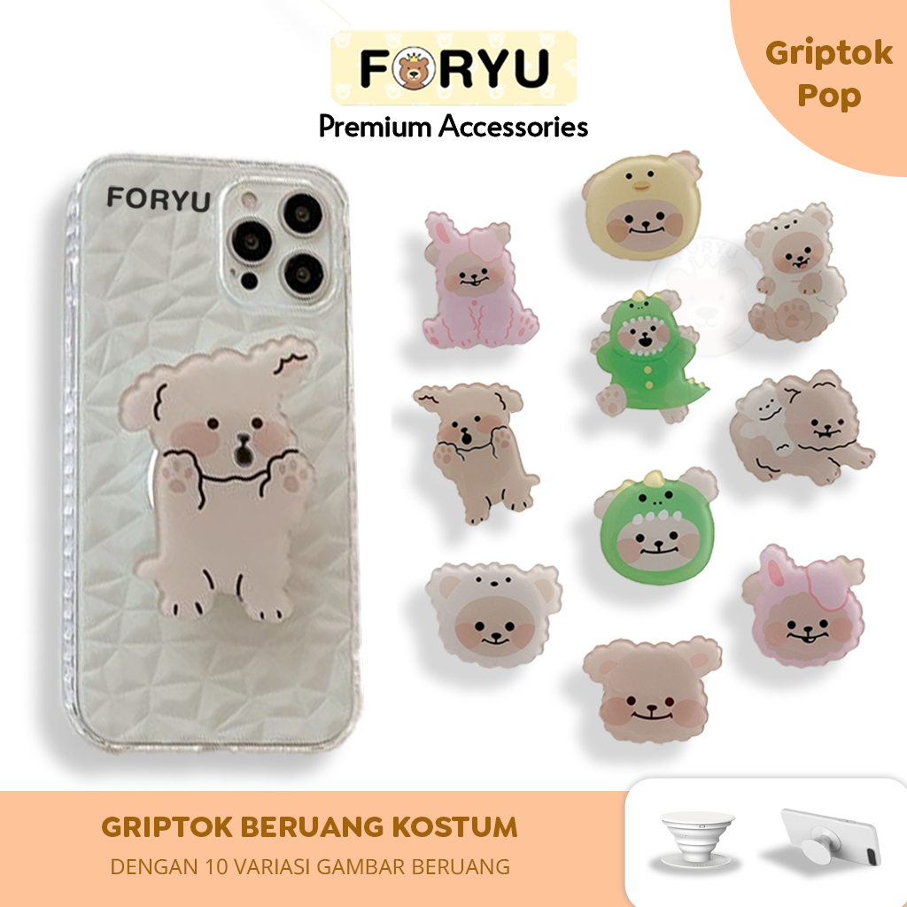Jual Foryu Griptok Bear Resin Beruang Kostum Korea Phone Holder Akrilik Phone Stand HP | Shopee ...
