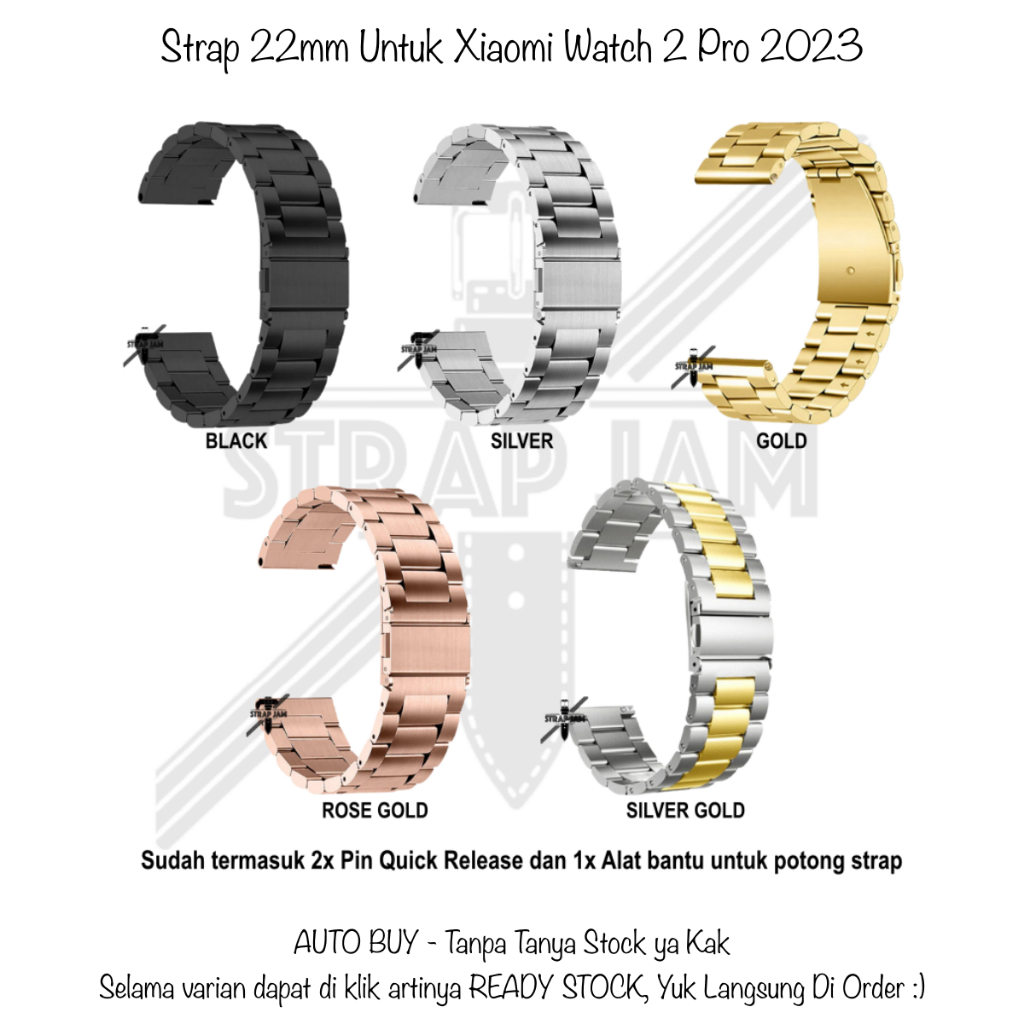 Jual QRS Stainless Steel Strap 22mm Xiaomi Watch 2 Pro 2023 - Tali Jam Tangan Metal Quick ...