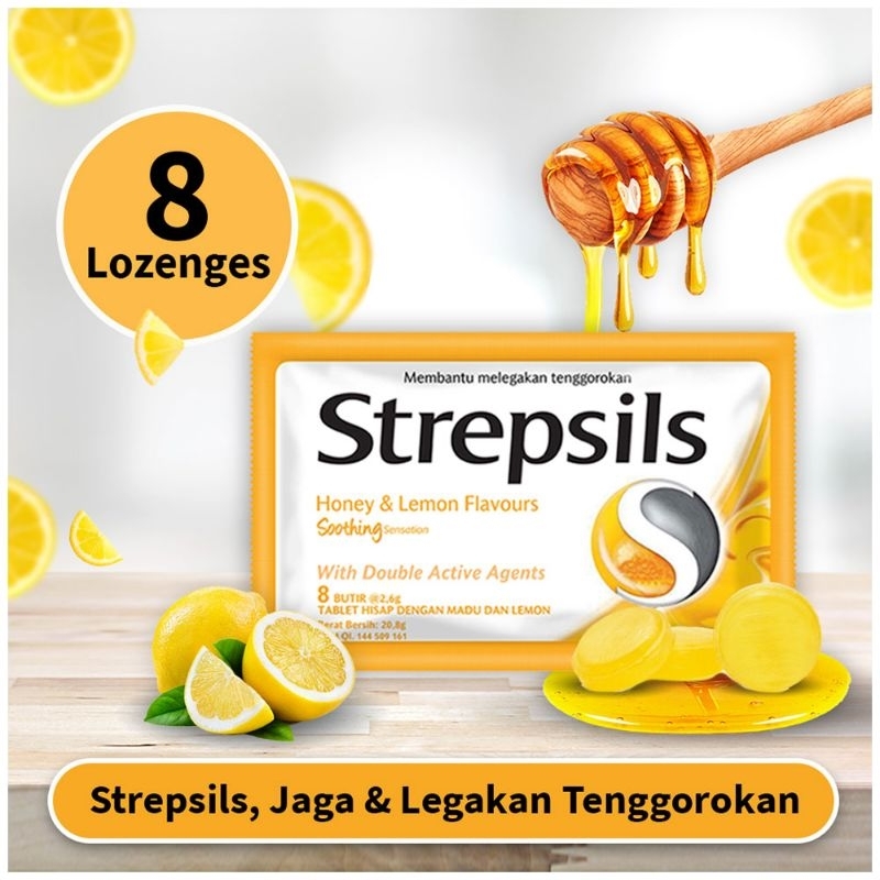 Jual Permen Strepsils Honey & Lemon Isi 8 Butir (Paket 5' Sachet ...