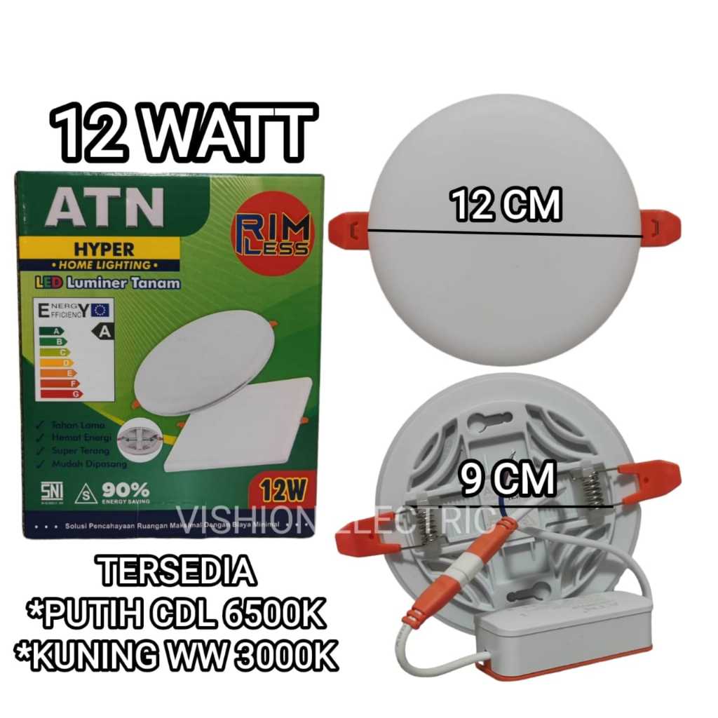 Jual ATN PANEL LED 12W 12 WATT IB BULAT INBOW IN BOW TANAM PLAFON ...