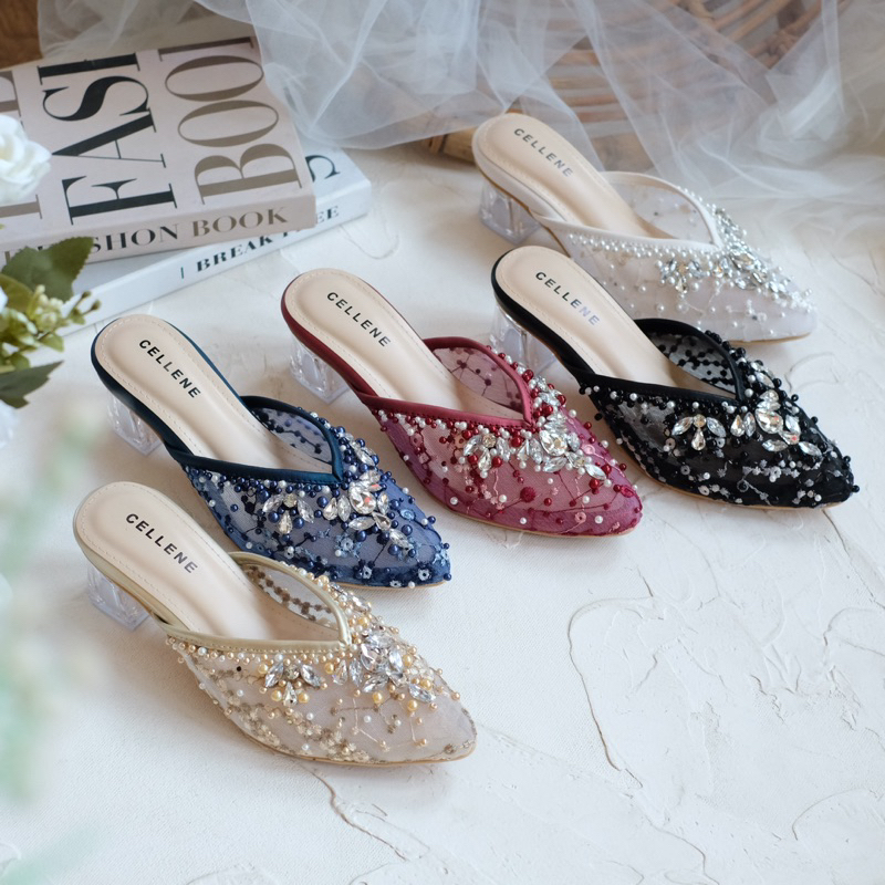 Jual CELLENE Diamanda Beads Heels / wedding shoes engagement wisuda ...