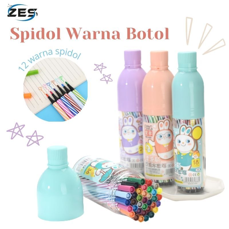 Jual SPIDOL -Spidol Warna Warni Cair Isi 12pcs Lucu Dalam Botol ...