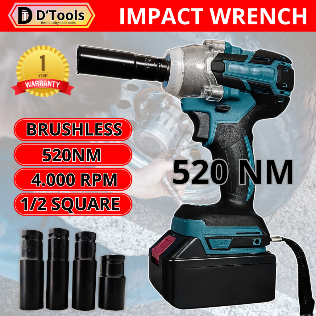 Jual Impact Wrench Brushless 520NM 21V Impact Baterai Mesin Bor Untuk ...
