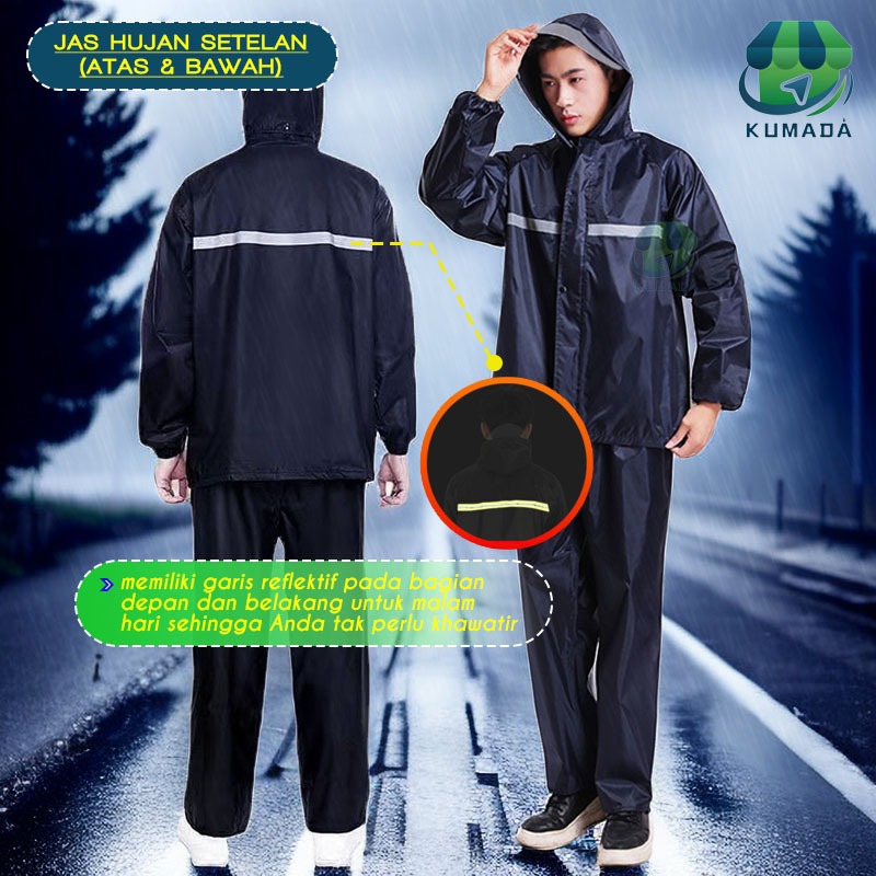 Jual Jas hujan tebal tahan air dengan atasan dan celana terpisah Raincoat Terbaik Pria Wanita ...