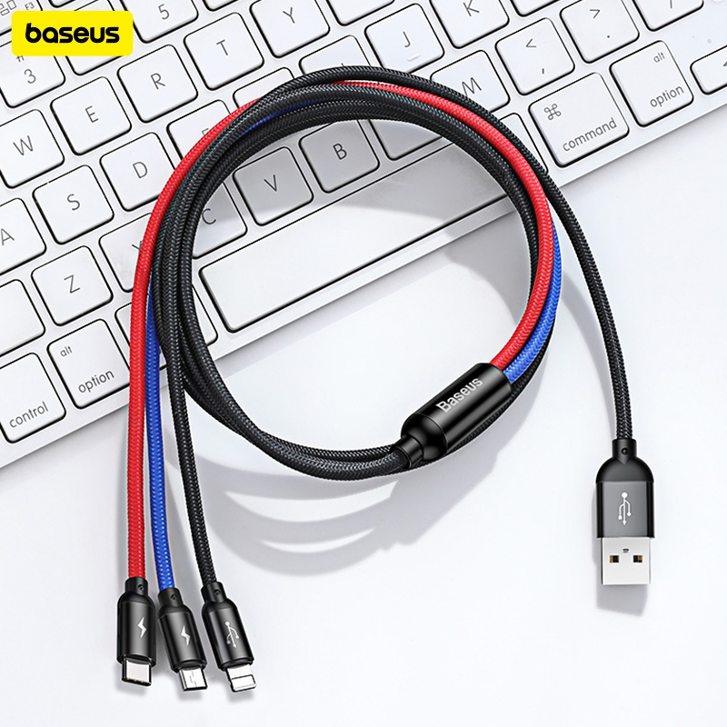 Jual BASEUS Three Primary Colors 3-in-1 Cable USB For M+L+T 3.5A 30CM CAMLT | Shopee Indonesia