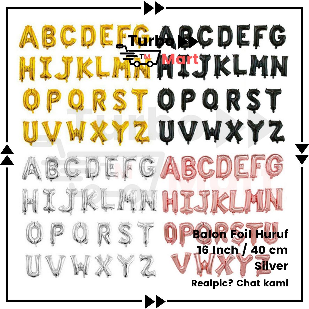 Jual Balon Foil Huruf A-Z dan Angka 0-9 / Balon Huruf dan Balon Foil ...