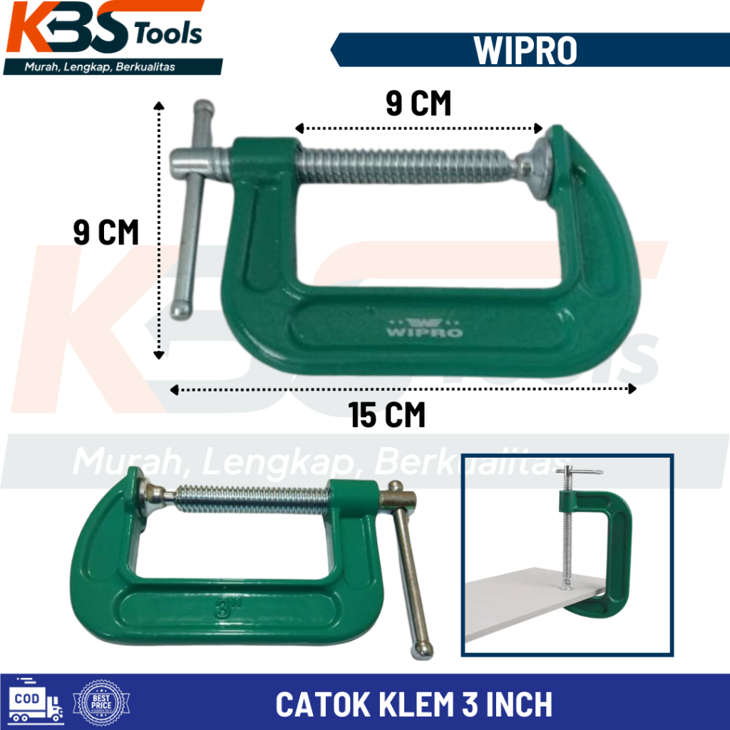 Jual Wipro Catok Clamp C 3" Heavy Duty Alat Penjepit Klem Kayu 3 Inch ...