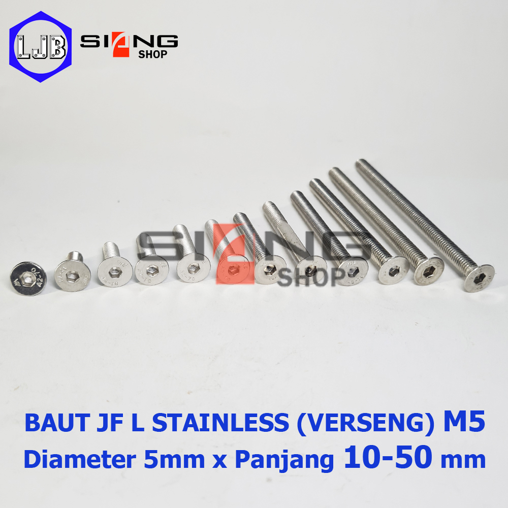 Jual Baut JF L M5 Stainless 304 THE A2-70 (Verseng) Panjang 10 sd 50 mm | Shopee Indonesia