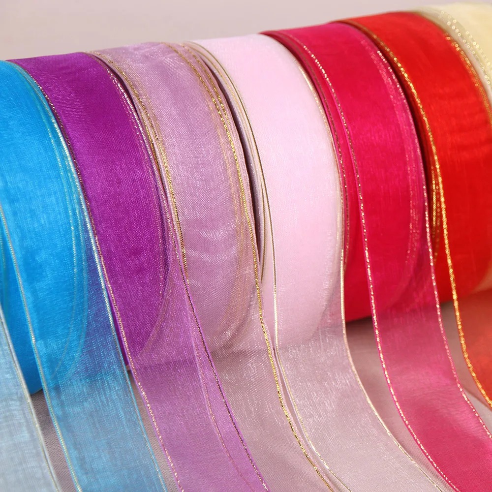 Jual Pita Organdi / Pita kaca / Pita Transparan / Pita kaca List Emas ...