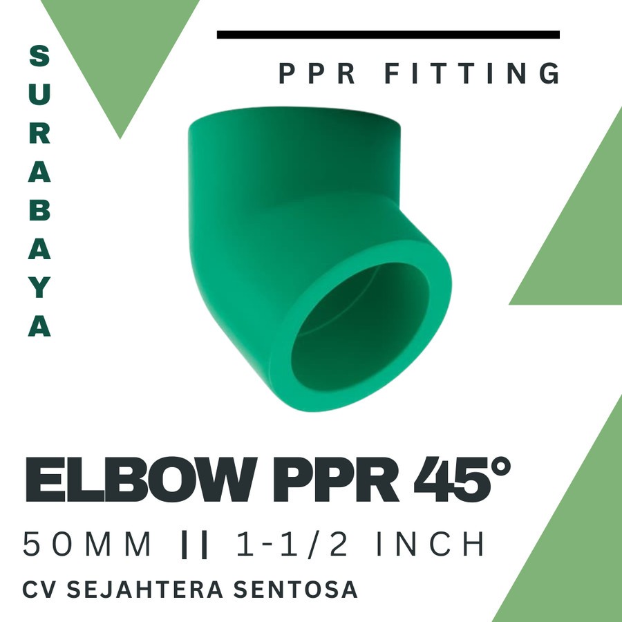 Jual Elbow PPR 11/2" inch 45* Keni 50mm Fitting Knee Sambungan Pipa PPR ...