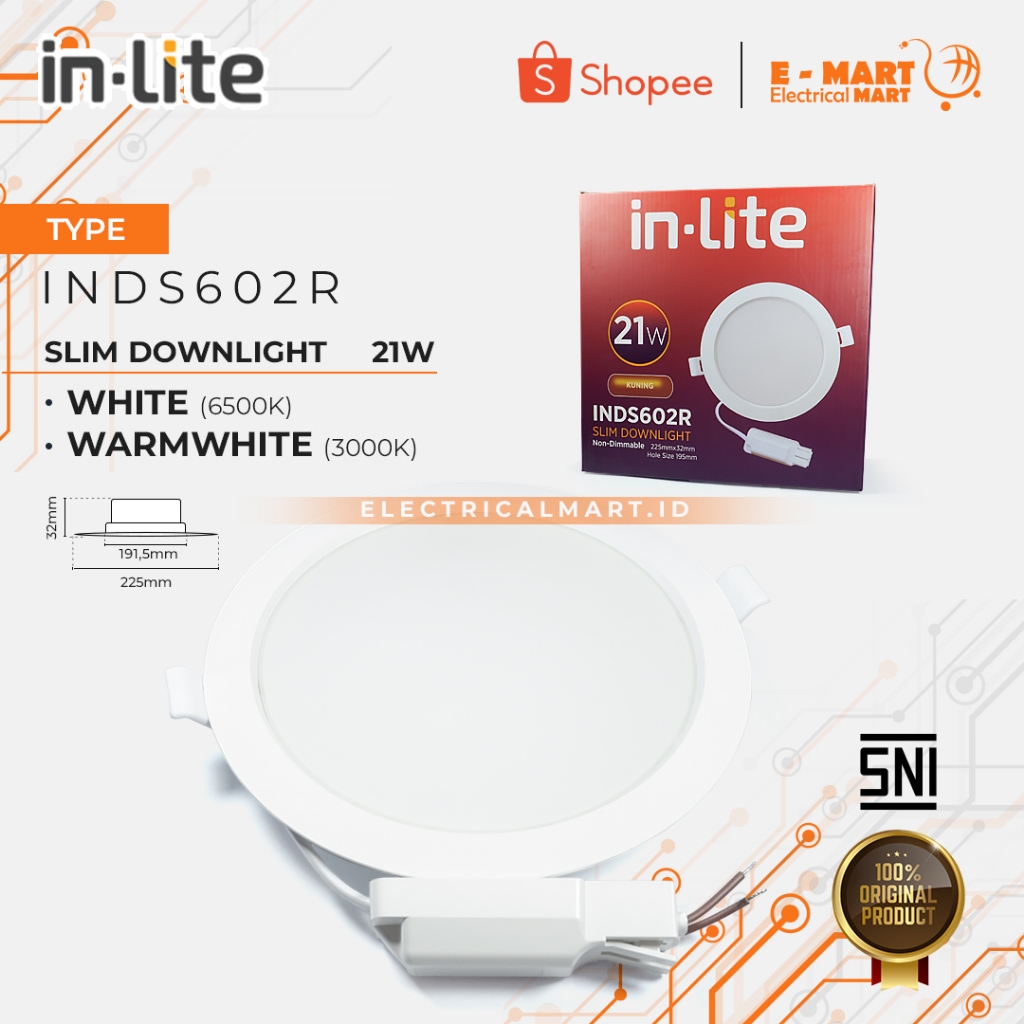 Jual INLITE Downlight Slim Panel LED IB IN-LITE 21W 21 Watt BULAT ...