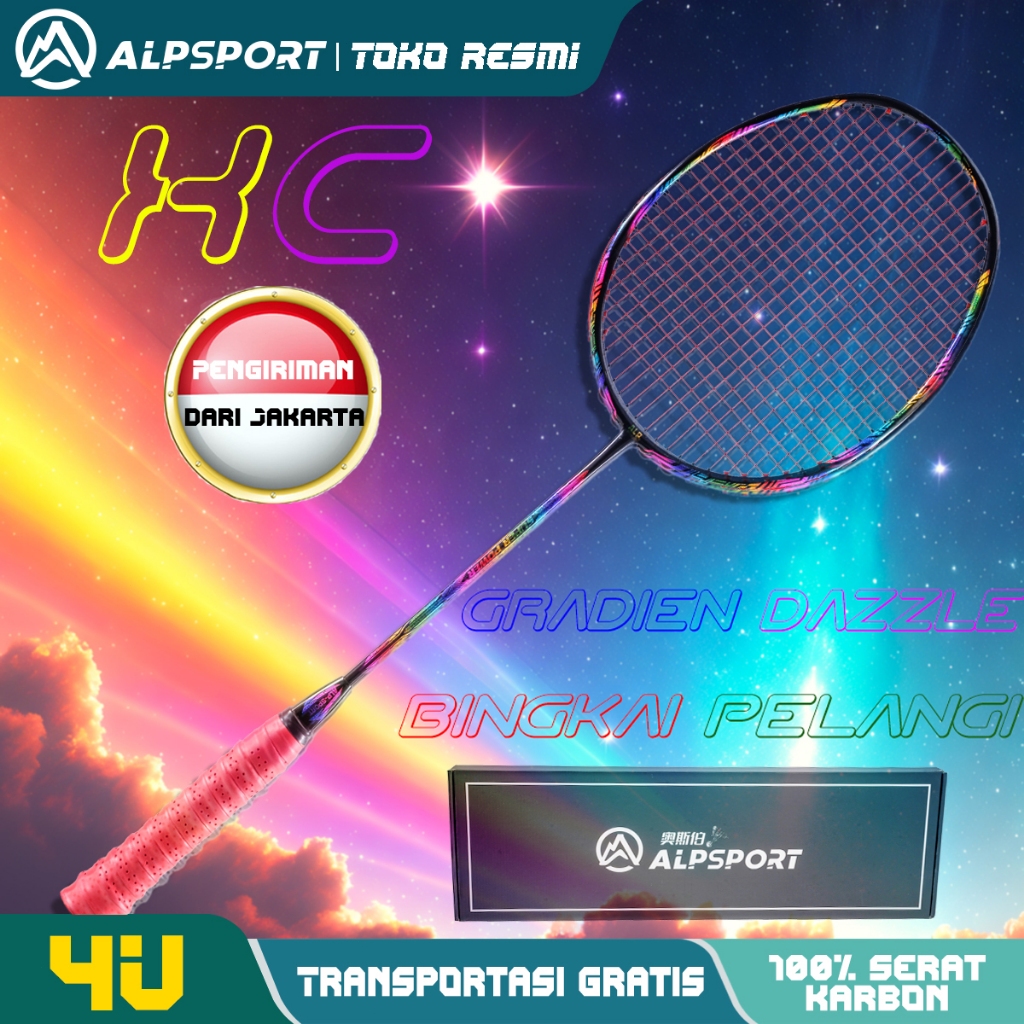 Jual ALPSPORT RR【2Raket + Tas】4U G5 100% Serat Karbon Penuh Desain Asli ...