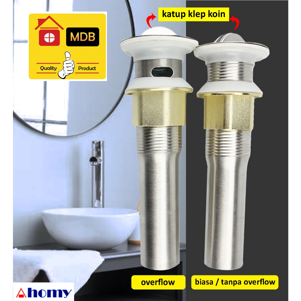 Jual kepala sifon klep koin pipa afur wastafel stainless kuningan mdb | Shopee Indonesia