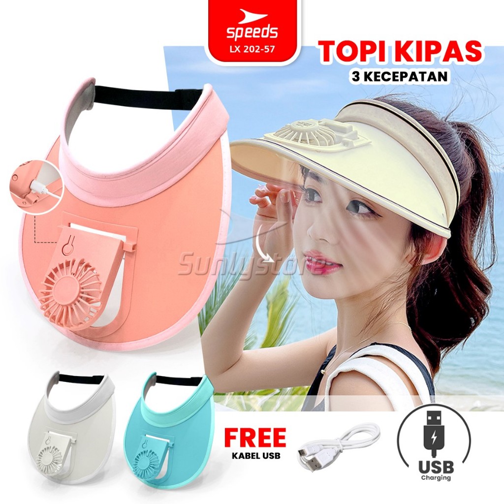 Jual SPEEDS Topi Kipas Angin USB Portable Mini Fan Hat Topi Anti Panas ...