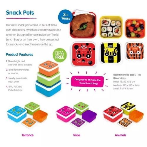 Jual Trunki Snack Pot Pink Biru Kotak Bekal Lunch Box Anak 3 Susun ...