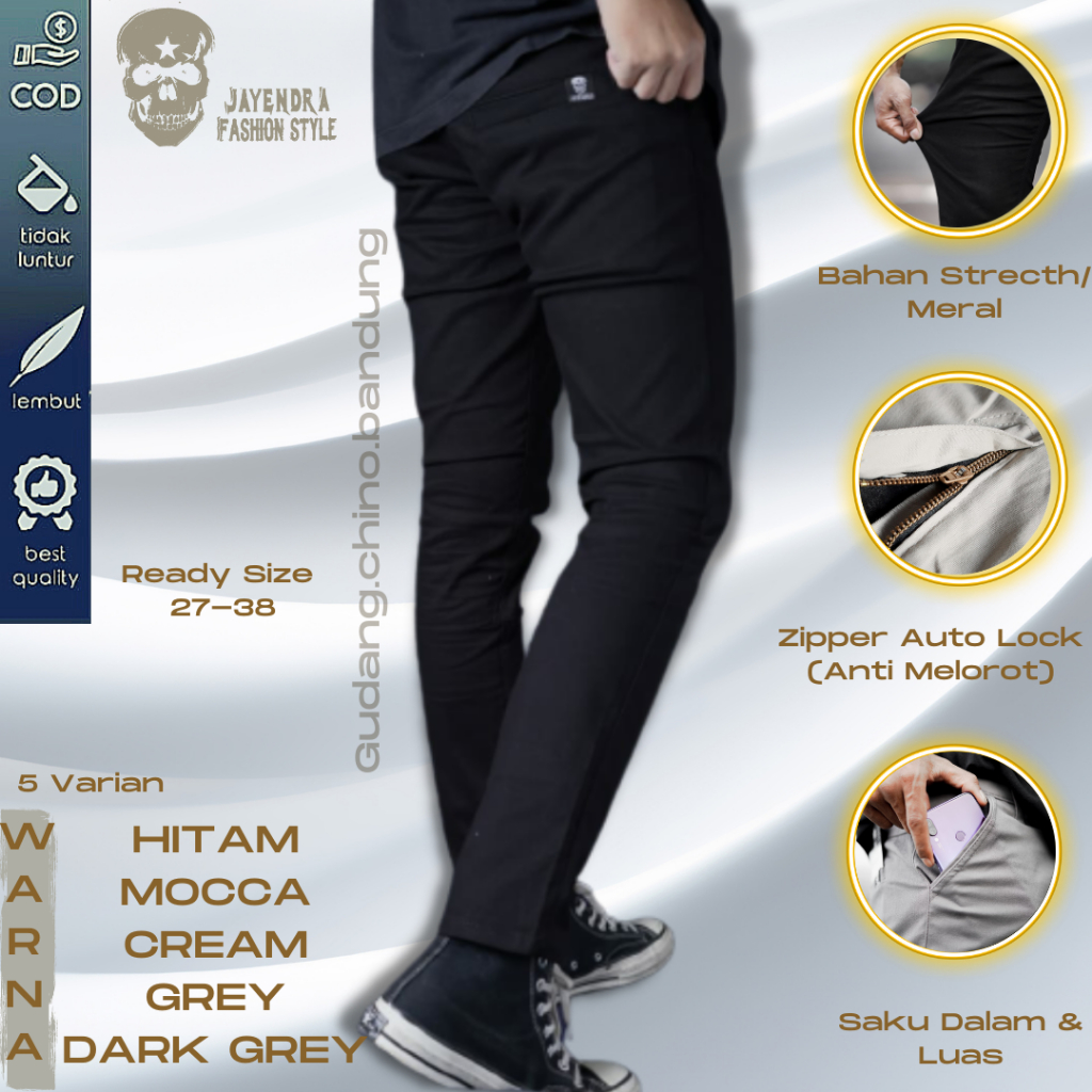 Jual Celana Chino Cinos Chinos Panjang Pria Slimfit Cino Cowok Kualitas Distro Bahan Katun Adem ...