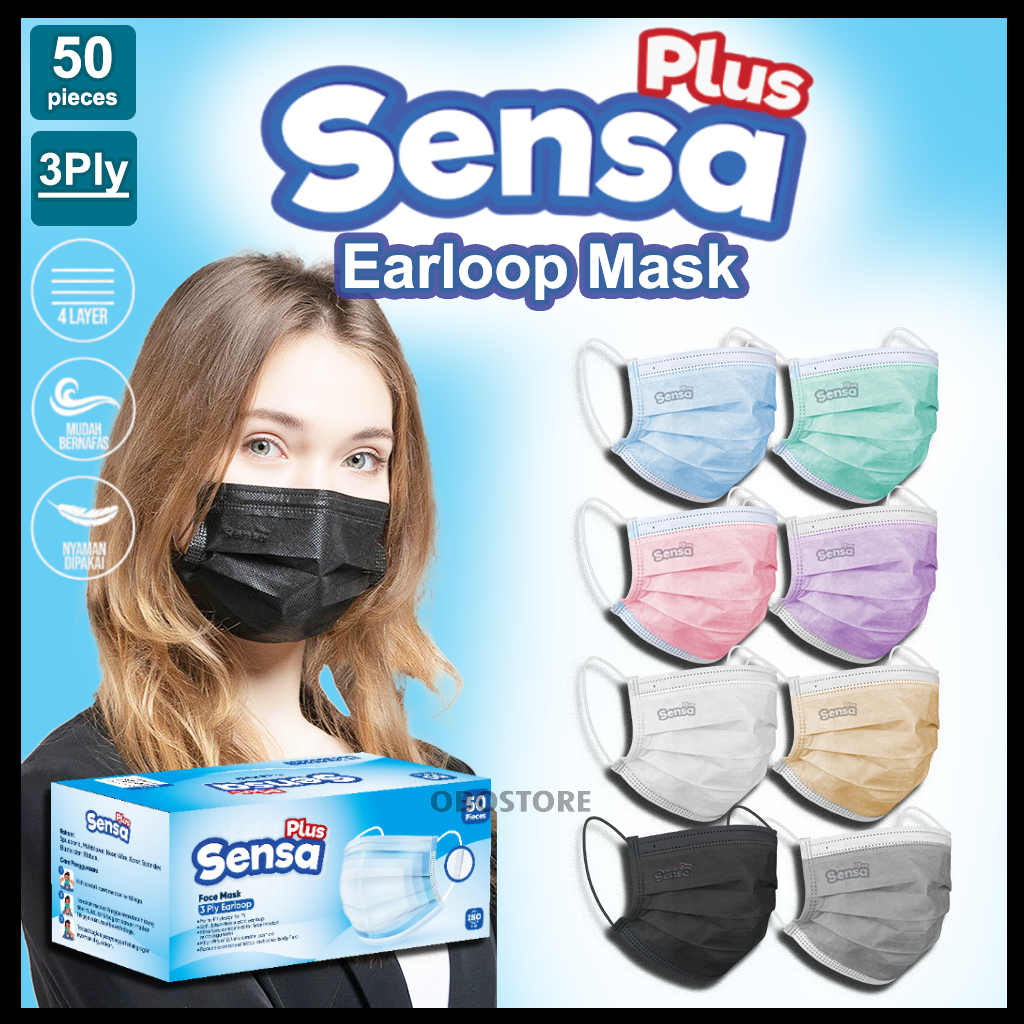 Jual Masker SENSA PLUS Earloop 3ply isi 50pcs | Shopee Indonesia