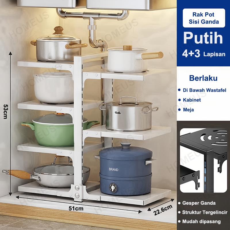 Jual Homeus Rak Panci Dapur Susun Rak Panci Bawah Wastafel Stainless ...