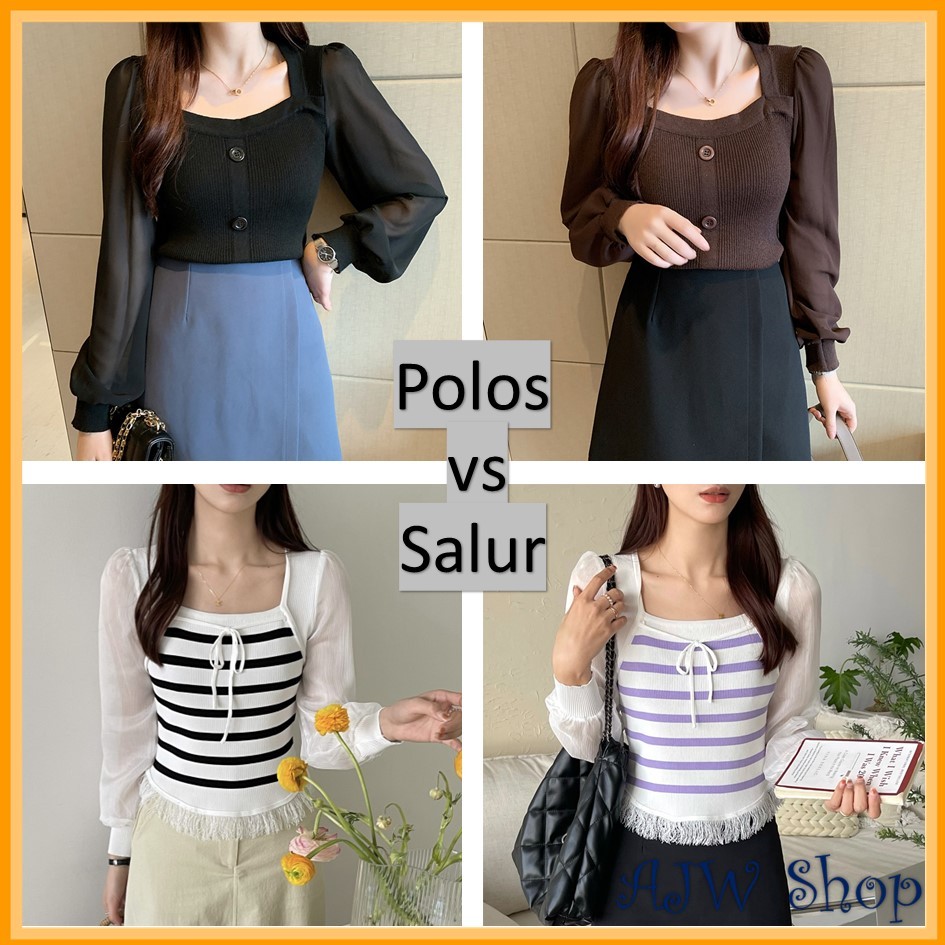 Jual AJW Blouse Wanita Kekinian Korean Style Rajut Lengan Panjang Import Premium ZY XAC | Atasan ...