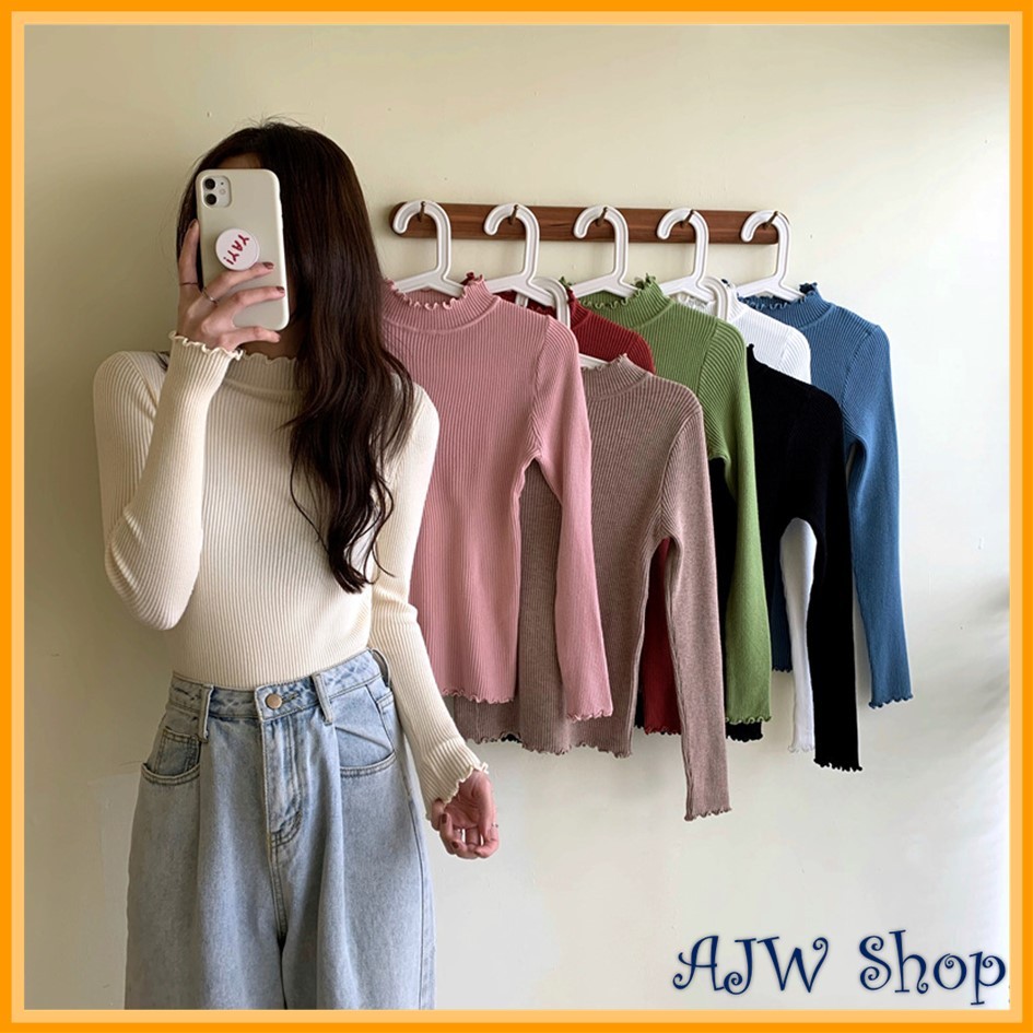 Jual AJW Inner Rajut Kriwil Premium Lengan Panjang RD | Atasan Turtleneck Kriwil Premium Bahan ...