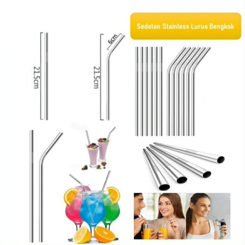 Jual SEDOTAN STAINLESS STRAW SEDOTAN LURUS BENGKOK BESI STAINLESS ANTI ...