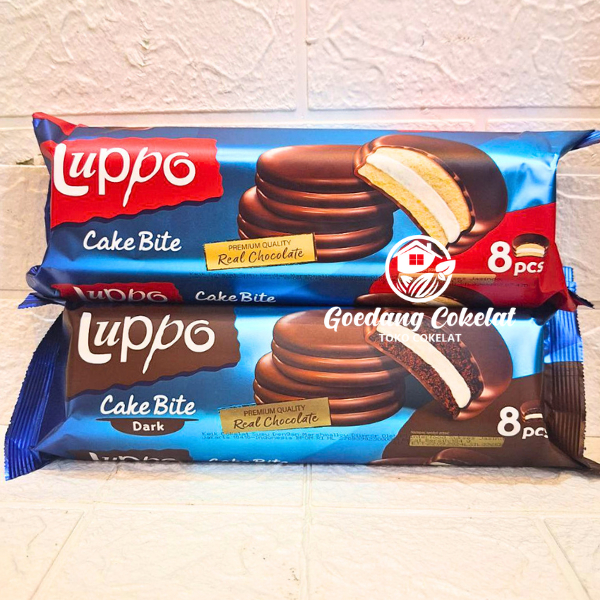 Jual LUPPO Cake Bite Dark Milk Real Chocolate Kemasan Besar 184g (Isi 8 ...