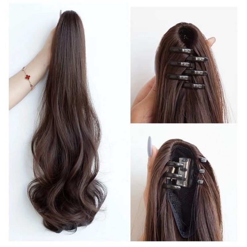 Jual {JY} Rambut Palsu Jepit Panjang 55cm Model Gelombang / Rambut ...