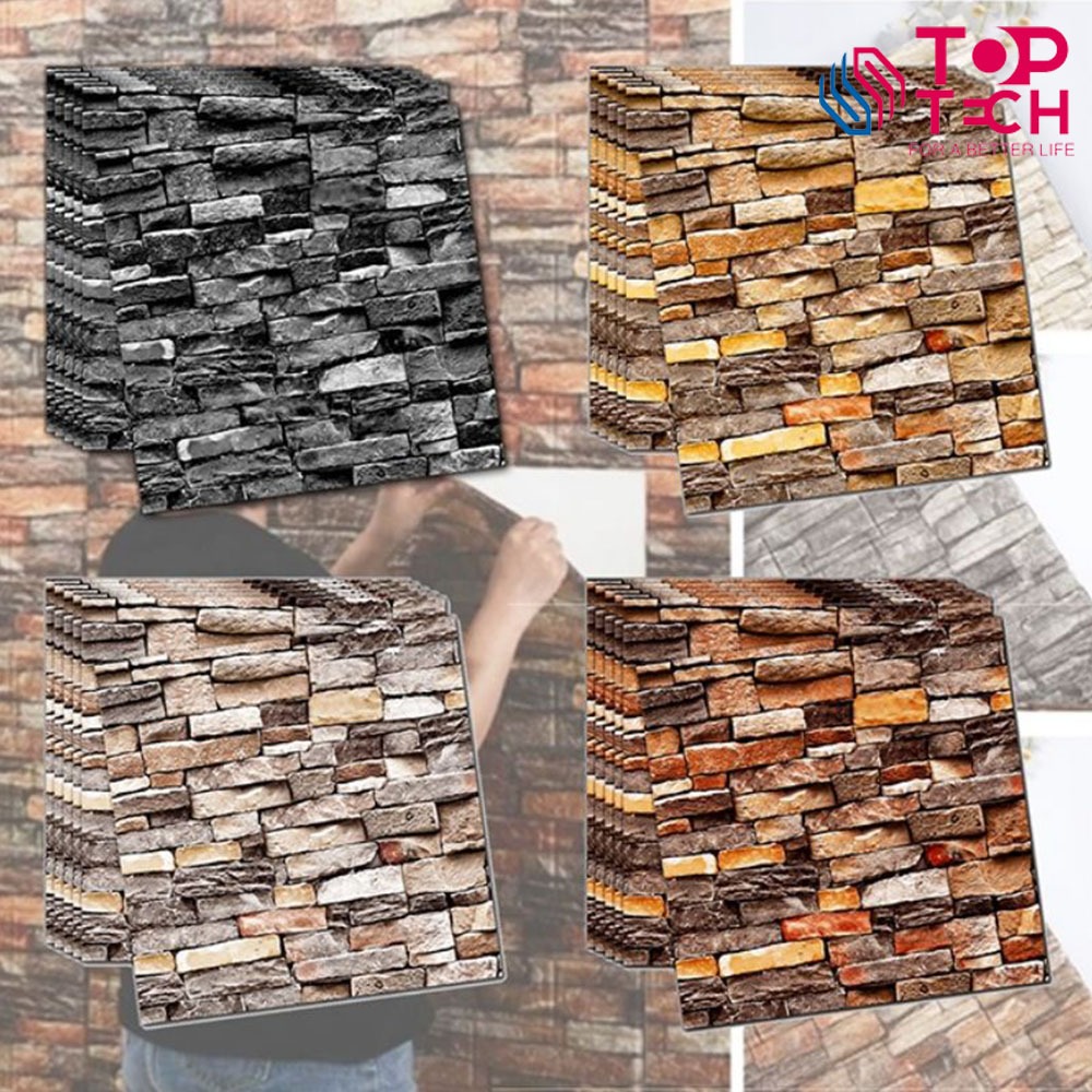 Jual Toptech - Wallpaper Dinding 3D bata / wallpaper 3D Foam 77x70cm ...