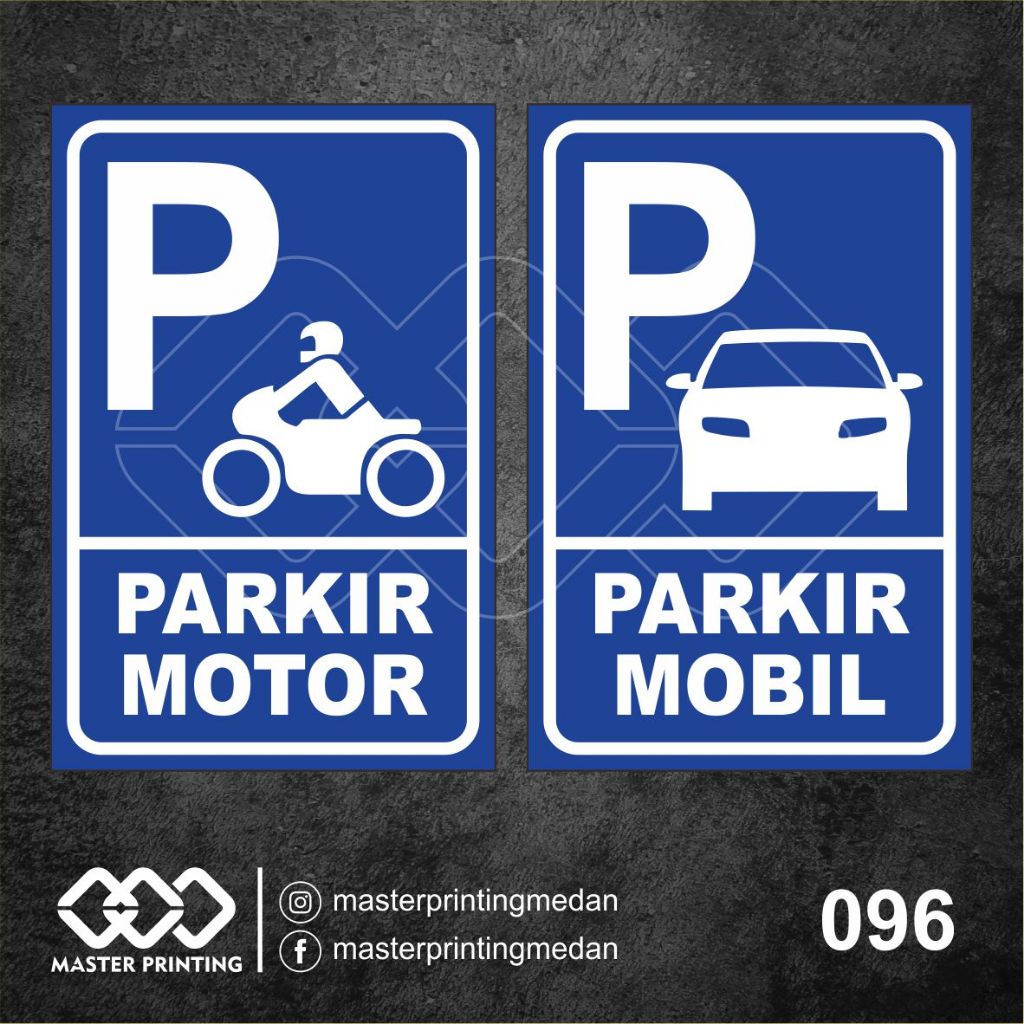 Jual 096 - Stiker Parkir Motor dan Parkir Mobil, Sticker Vinyl, Tahan ...