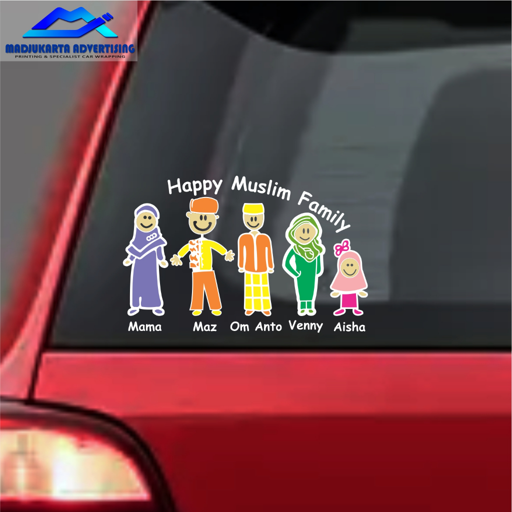Jual sticker Happy Family Muslim Stiker kaca mobil keren lucu / happy ...