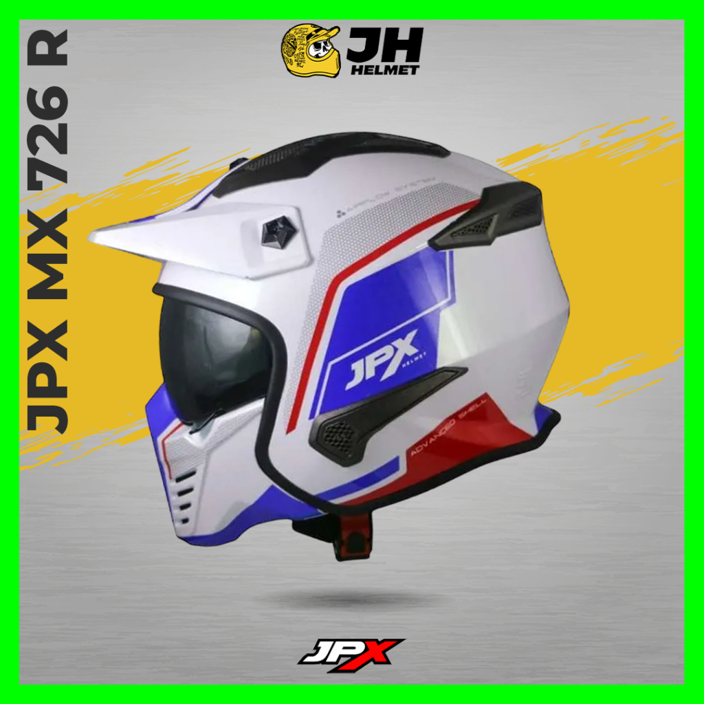 Jual Helm JPX MX 726R Motif R01 Tritone Pearl White Glossy | Helm Full ...