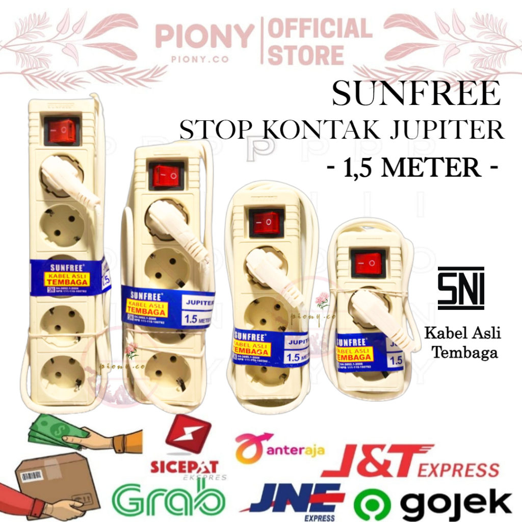 Jual STOP KONTAK SUNFREE JUPITER 1,5 METER/ COK SAMBUNG/ COK RAUN 2 3 4 ...