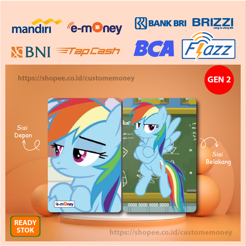 Jual KARTU EMONEY DESIGN CUSTOM ANIME KARTUN RAINBOW DASH MY LITTLE ...