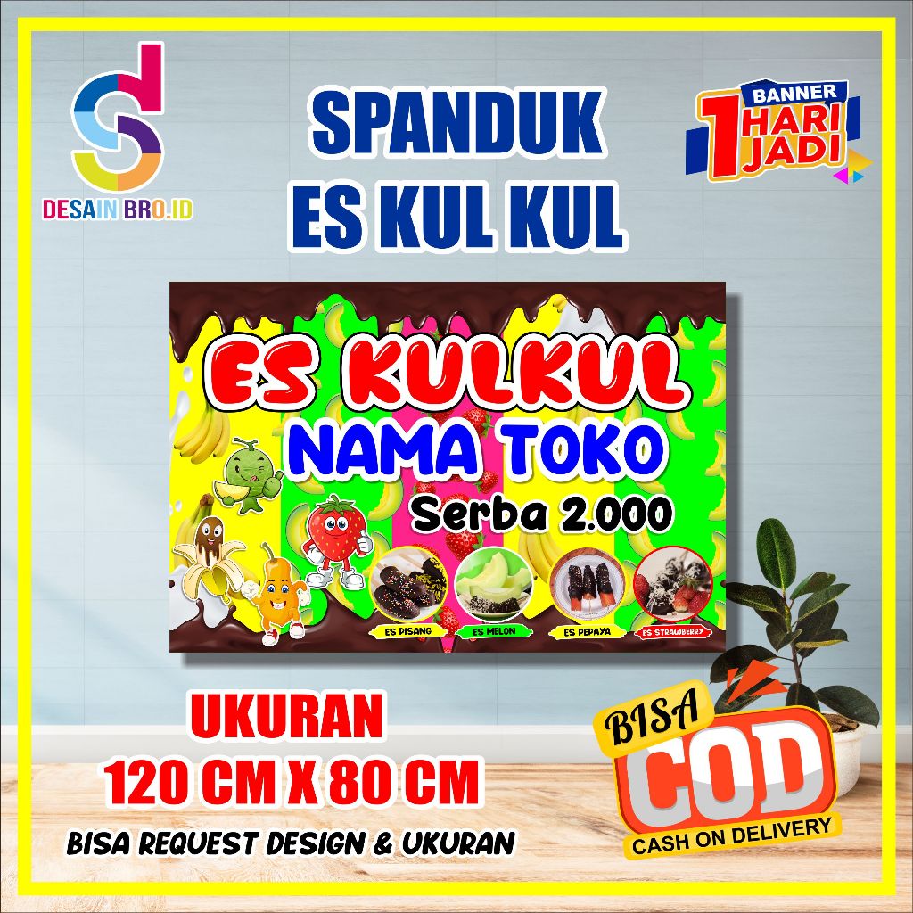 Jual BANNER/SPANDUK ES KUL KUL ( BISA CUSTOM ) UKURAN 120X80 CM ...