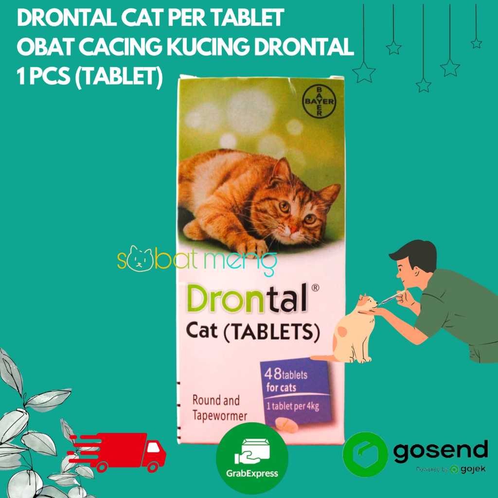 Jual DRONTAL CAT PER TABLET | OBAT CACING KUCING DRONTAL 1 PCS (TABLET ...