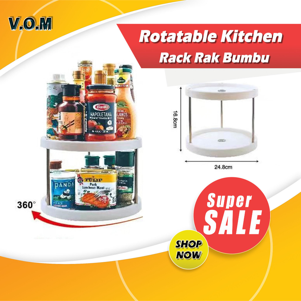 Jual Rotatable Kitchen Rack Rak Bumbu Putar Rak Dapur Putar 2 Tingkat ...