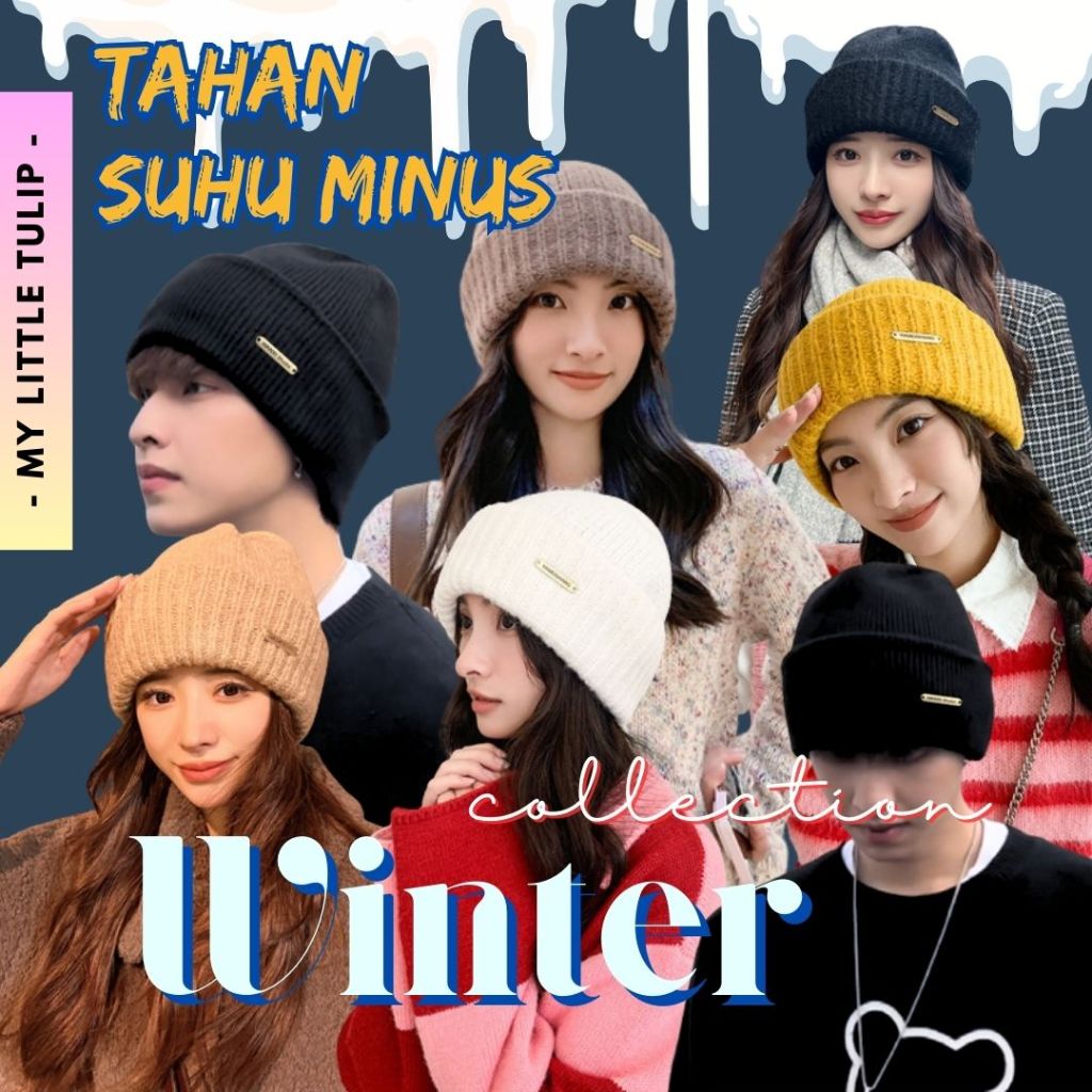 Jual Topi Kupluk Rajut Dewasa Pria Wanita Winter Bulu Wool Thermal BIG ...