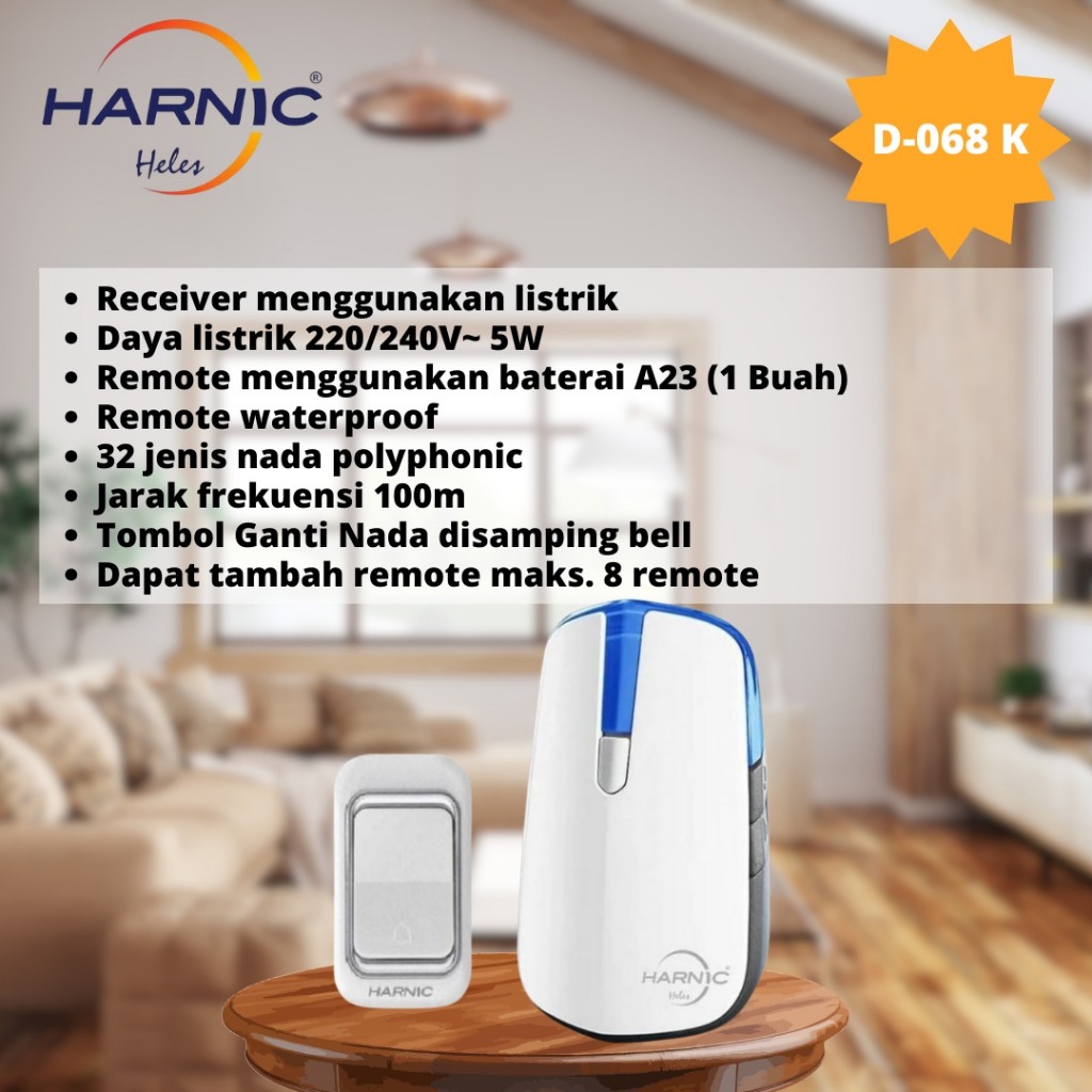 Jual Doorbell - Bel Pintu - Bell Rumah Wireless Pakai Listrik - Harnic ...