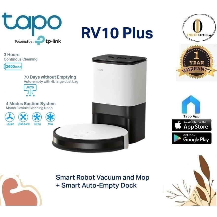 Jual TPLINK TAPO RV10 Plus Smart Robot Vacuum Mop Smart Auto-Empty Dock 200 | Shopee Indonesia