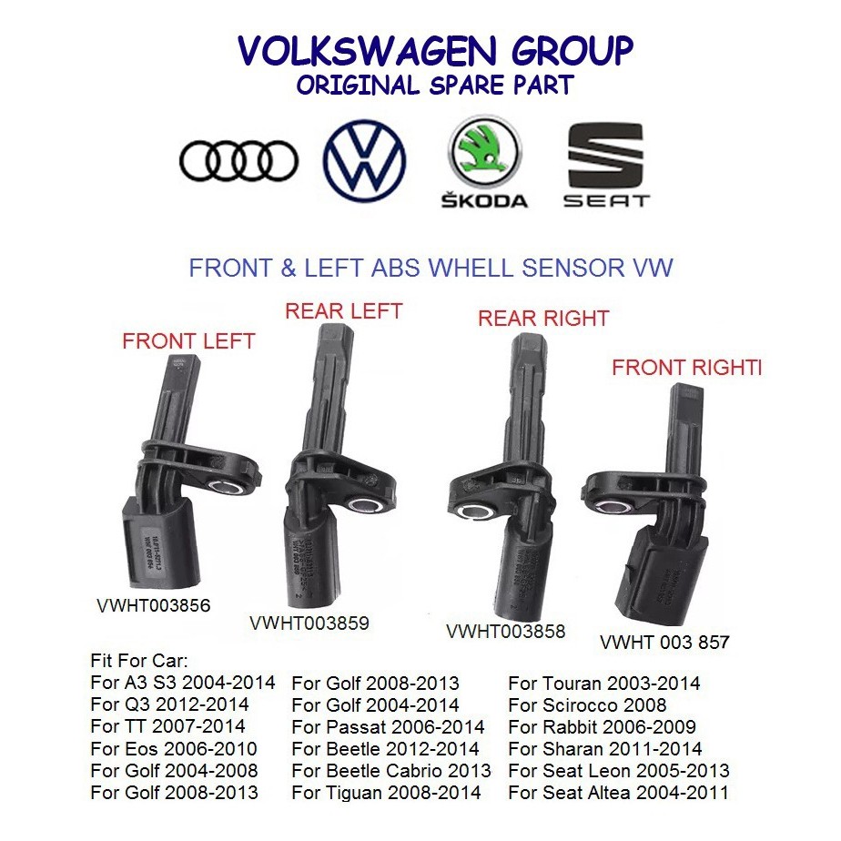 Jual ABS WHEEL SPEED SENSOR VW-POLO-BEETLE-GOLF-TIGUAN-TOURAN-SCIROCCO ...