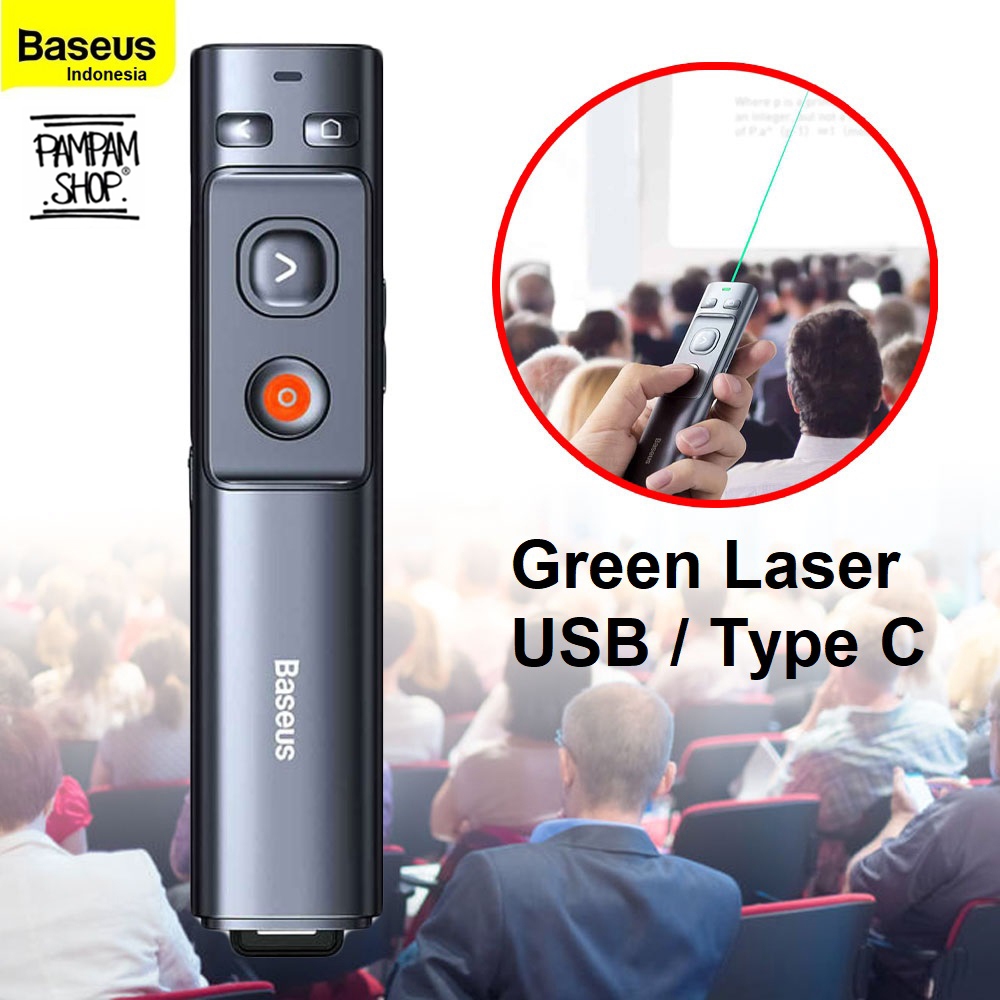 Jual BASEUS Orange Dot Wireless Green Laser Pointer Presenter Type C ...