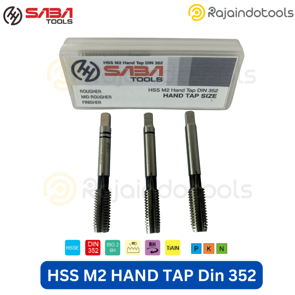 Jual SABA Tools Hand Tap Din 352 M 10x1.25mm HSS ( Set of 3 Pcs ...