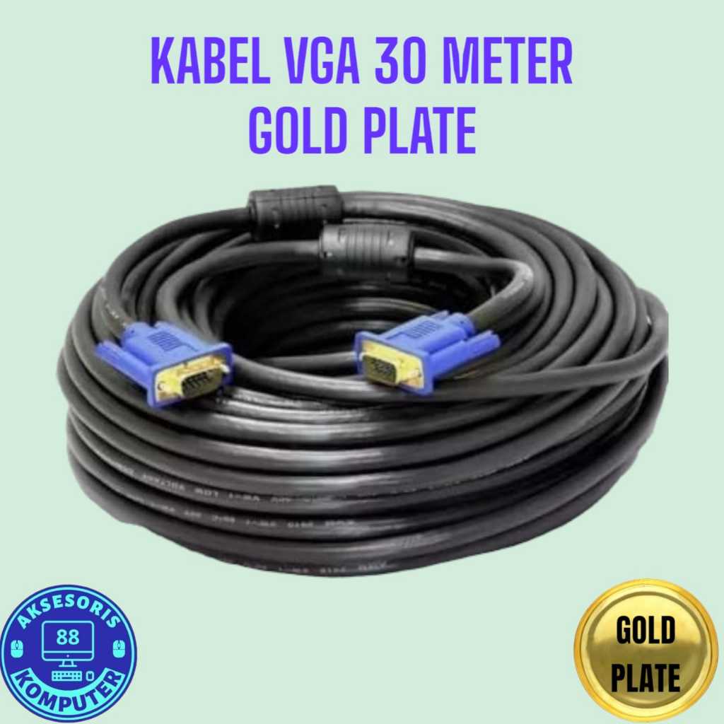 Jual KABEL VGA 30M GOLD PLATE / KABEL VGA 30 M MALE TO MALE 30 METER GOLDPLATE HIGH QUALITY ...