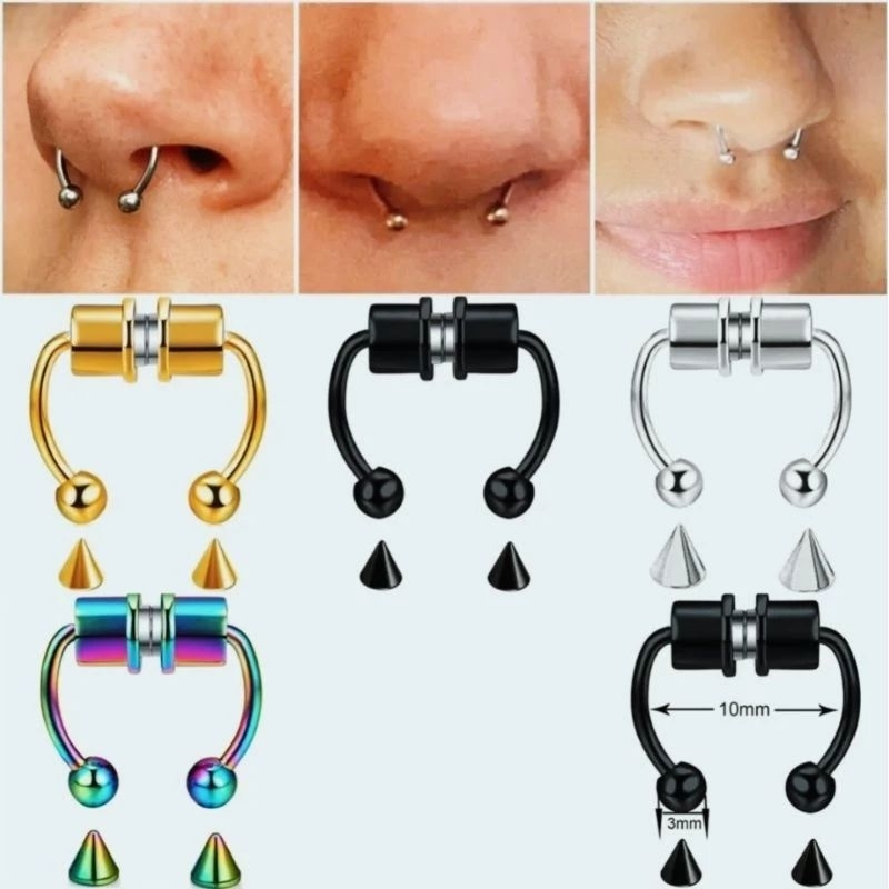 Jual TINDIK HIDUNG SEPTUM MAGNET/ FAKE PIERCING SEPTUM | Shopee Indonesia